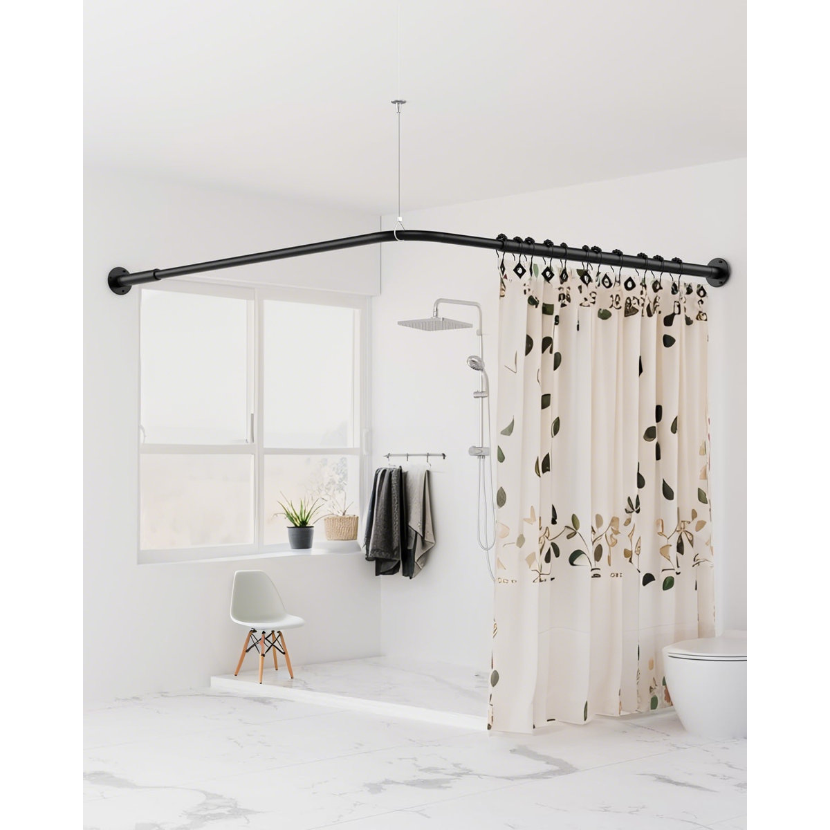 INTEGATOIC LLC Stainless Steel L-Shaped Corner Shower Rod [39"-84 ...